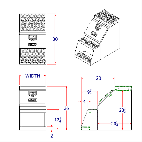 Round Grip Step Boxes - Checker Plate